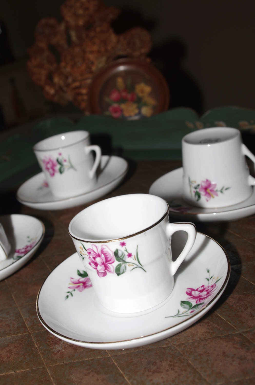 Set of 6 Vintage Demitasse Floral Tea Cups and Saucers Made In China ...