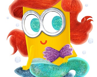 ARIEL LITTLE MERMAID Framed Minion Print
