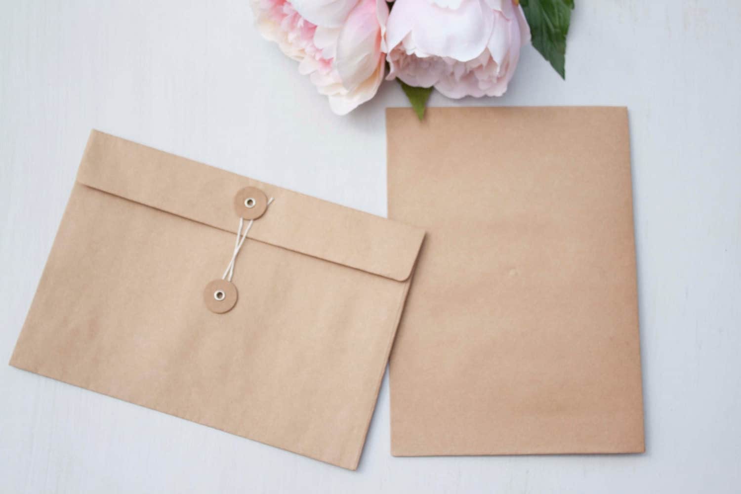 20 x Kraft Paper String Button Envelopes Invitation Document Rustic ...