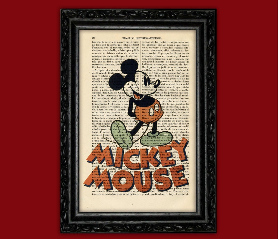 Mickey Mouse Art Print Vintage Mickey Old Mickey Poster Book