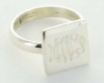 Items similar to Petite Engraved Square Monogram two hole tag layering ...