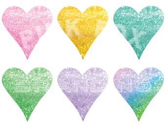 Glitter Hearts Clip Art Digital Art, Sparkle Hearts, Rainbow Heart ...