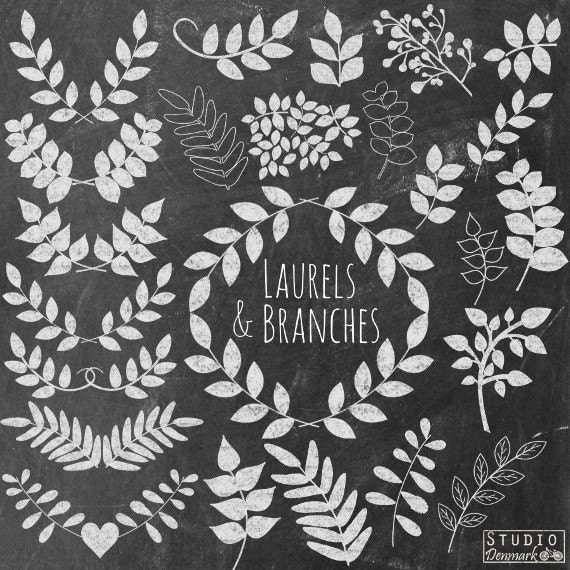 Chalk Laurels and Branches – Chalk Clipart and Chalkboard Backgrounds ...