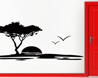 Sunset vinyl decal | Etsy