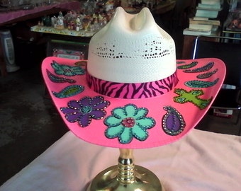 womens barrel racing hand painted cowboy hat.gypsy cowgirl lots of ...