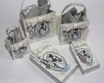 Dolls House Miniature Blue Baby Boxes & Bags by OdinsMiniatures