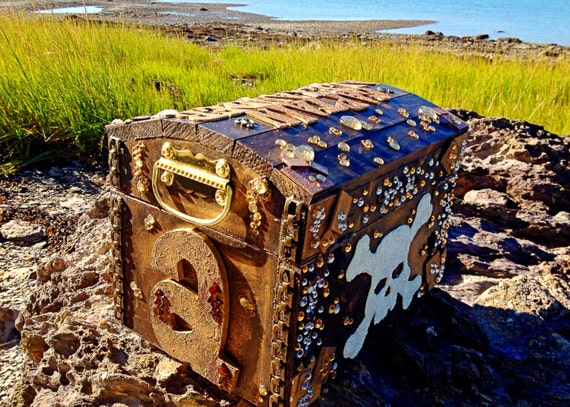 Pirate Treasure Chest with Locks and Latches by GoldTreasureTrove