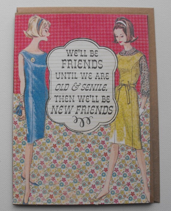 Vintage Reproduction Friendship Card Handmade by ThePaperPeddler
