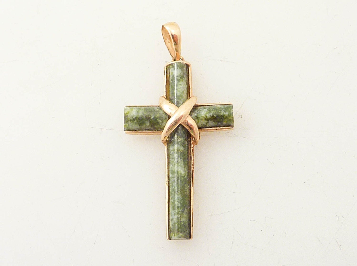 Vintage 14K Gold and Jade Cross Pendant by MindiLynJewelry on Etsy