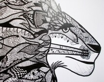 Popular items for zentangle lion on Etsy