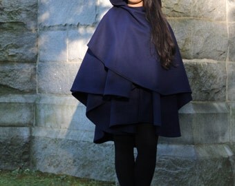 Loden Cape Wool Cape Mid-Length Cape by chrononautmercantile