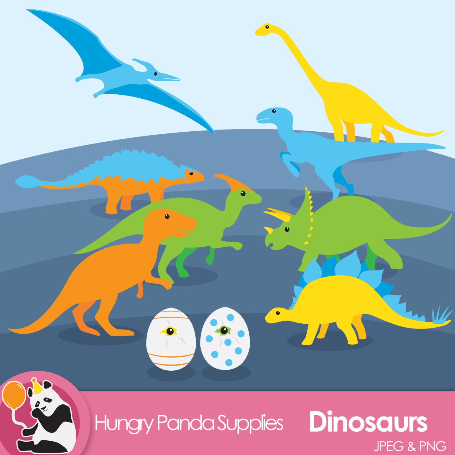 Dinosaur clipart digital cute commercial by HappilyAfterDesigns