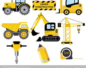 Digital Clipart - Constructions vehicles excavator truck tractor tools ...