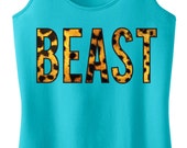 Items similar to BEAST Leopard Workout Tank Top, Workout Clothes ...