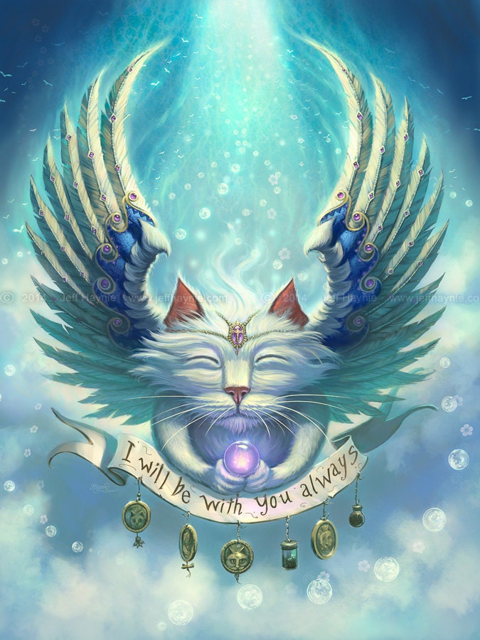Angel Cat print // 11 X 14 Print // Heavenly Cat print
