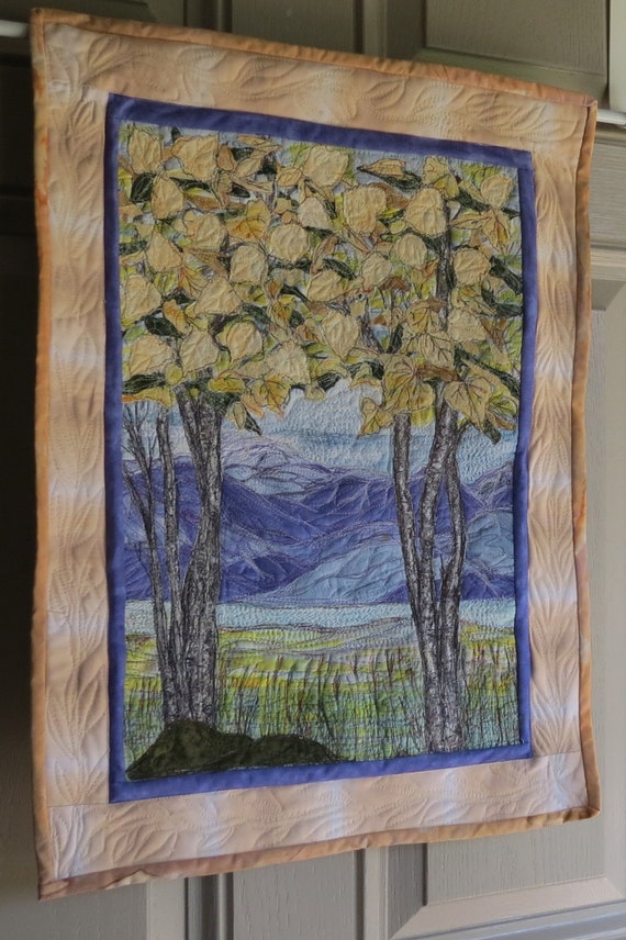 Aspen Canopy Quilted Wall Hanging. Aspens in golden glory