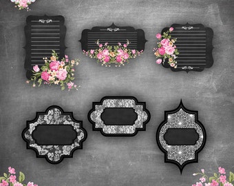 Tabbed Chalkboard Cards Digital Printable Collage Sheet