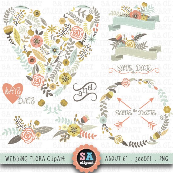 Wedding Clipart WEDDING FLORAL clip art pack