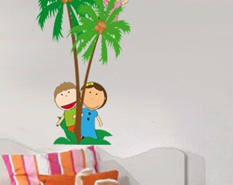 Items similar to Coconut Palm Trees Forest Large Vinyl Wall Art Decal ...