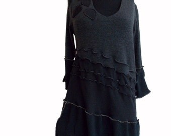 Asymmetric Mini Dress Tunic S/ M Small Medium Recycled Eco Friendly ...