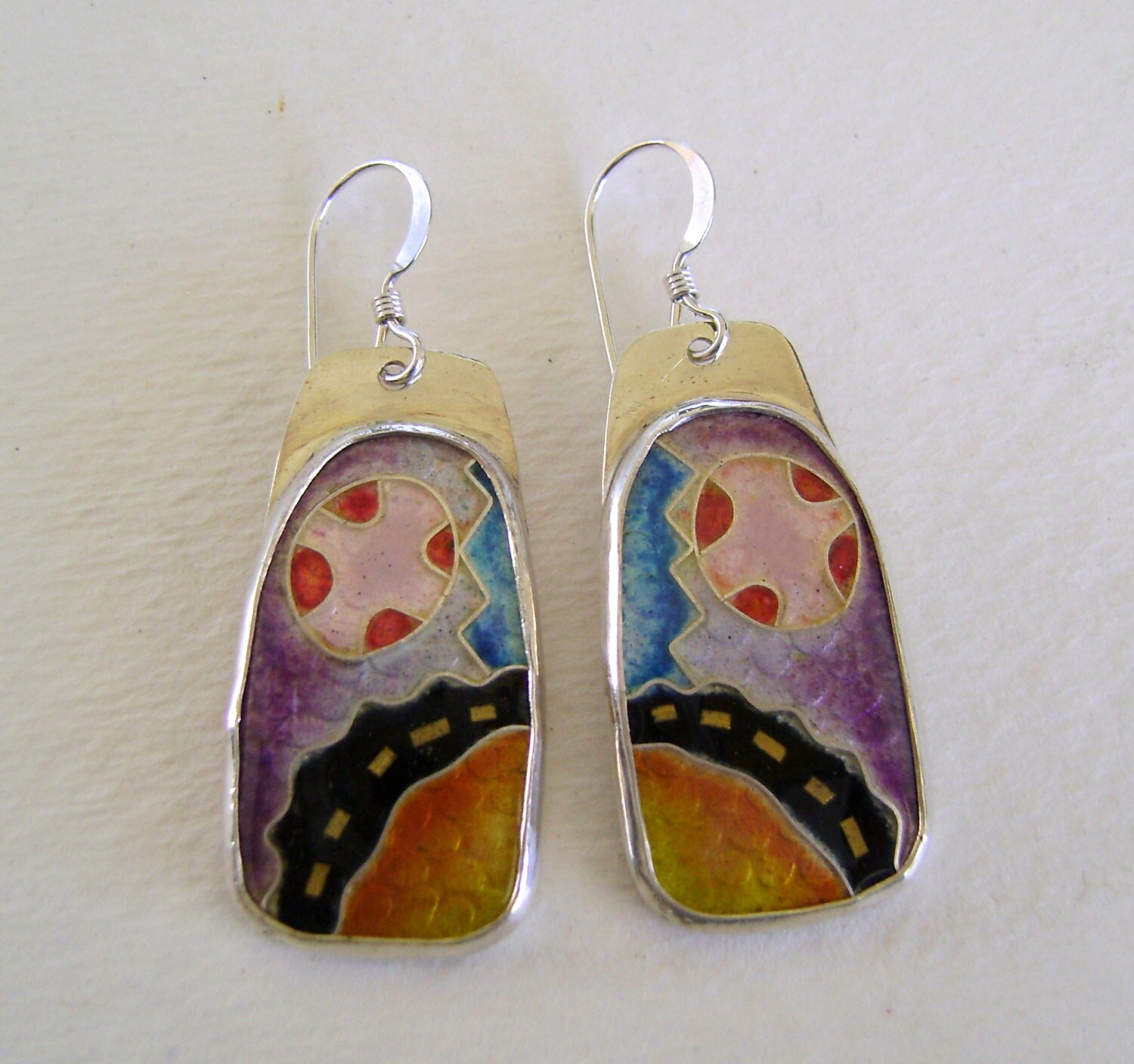 Enamel cloisonne earrings.