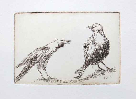 original etching of crows by atelier28 on Etsy