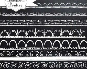 Chalkboard Borders, digital clip art set: Instant Download