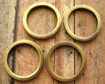 Flat Round Antique Brass Rings 1-1/2 Inch Set of 4.