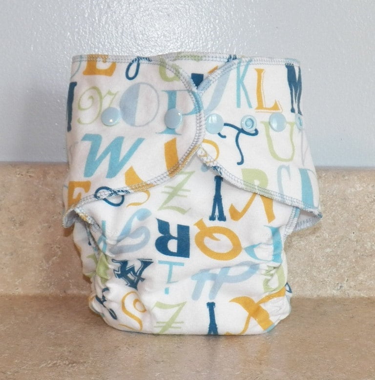 Fitted Medium Cloth Diaper 10 to 20 lbs Blue Alphabet 18011