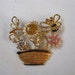 Pretty gold tone KC vintage basket pin brooch with flowers and