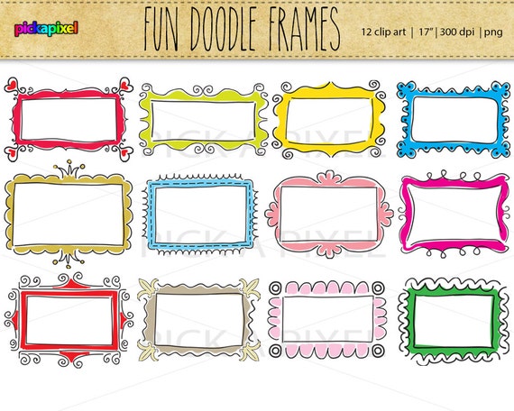 Digital Doodle Fun Frames clip art Personal and Commercial