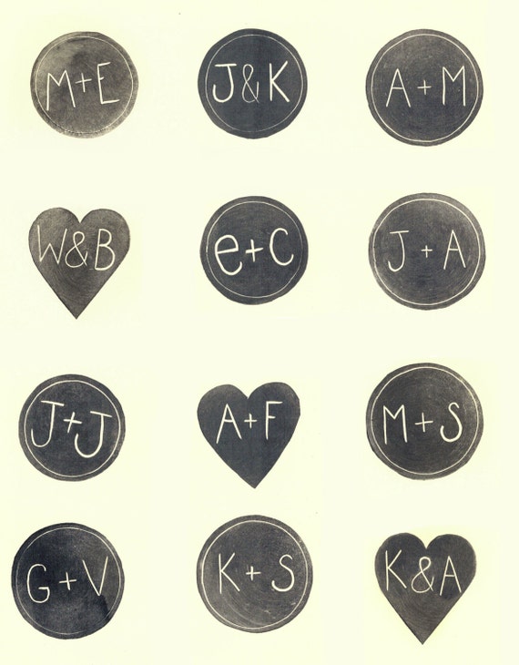 Custom Couple's Initial Stamp 1.5 inch Personalized