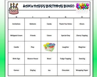 Custom Kid's Birthday Party Bingo Game (30 Cards) Birthday Bingo Words ...