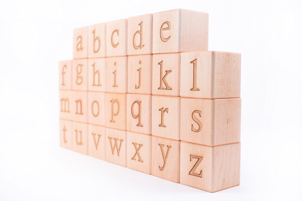 26-piece ANIMAL ALPHABET hardwood block set all natural