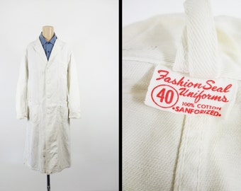 Vintage 1940s Doctor's Coat Sanforized White Lab Coat Fashion Seal ...