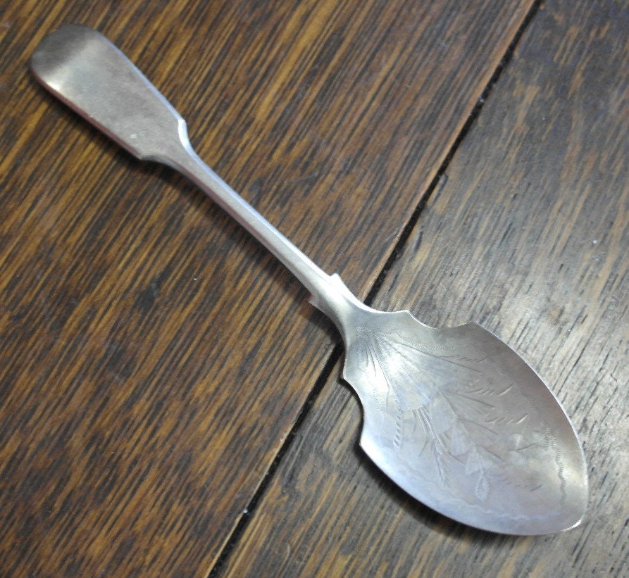 antique silver plate etched bowl preserve spoon – Haute Juice