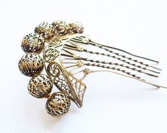 Vintage Payneta Peineta Ornamental Filigree Hair Comb with Tamborin ...