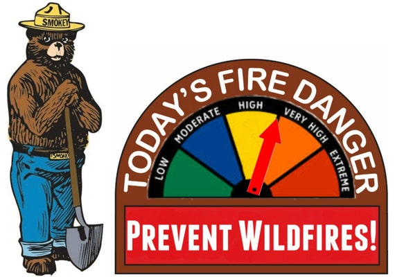 Smokey Bear Fire Danger Sign With Adjustable Dial Made in USA