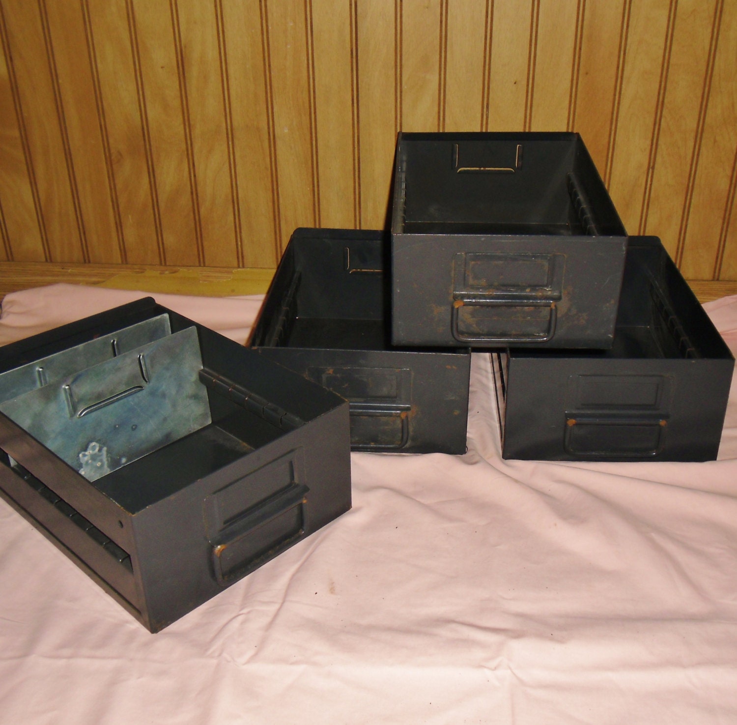 Vintage industrial style gray loose desk drawers- set of 4 – Haute Juice