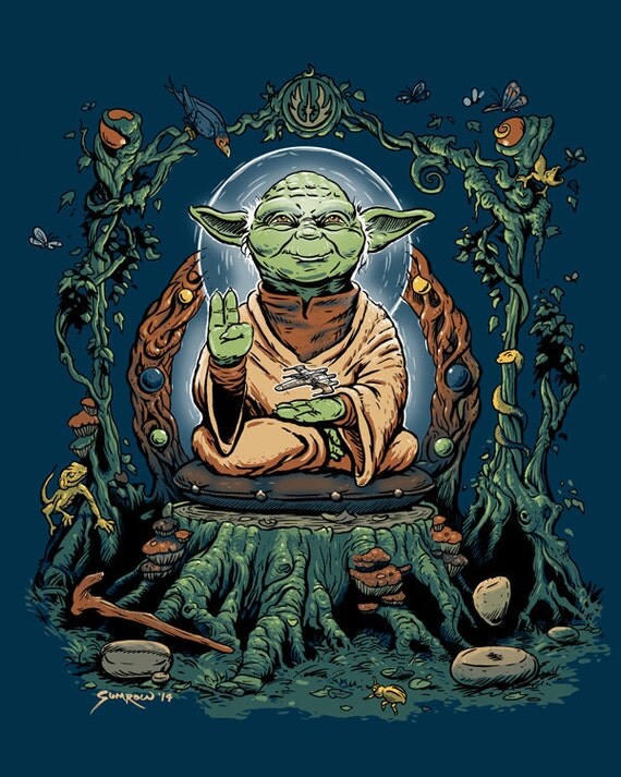 Items similar to Yodhisattva (Yoda Buddha), small print on Etsy