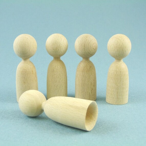 Wood Finger Puppet Bases Set of 5 Waldorf Style