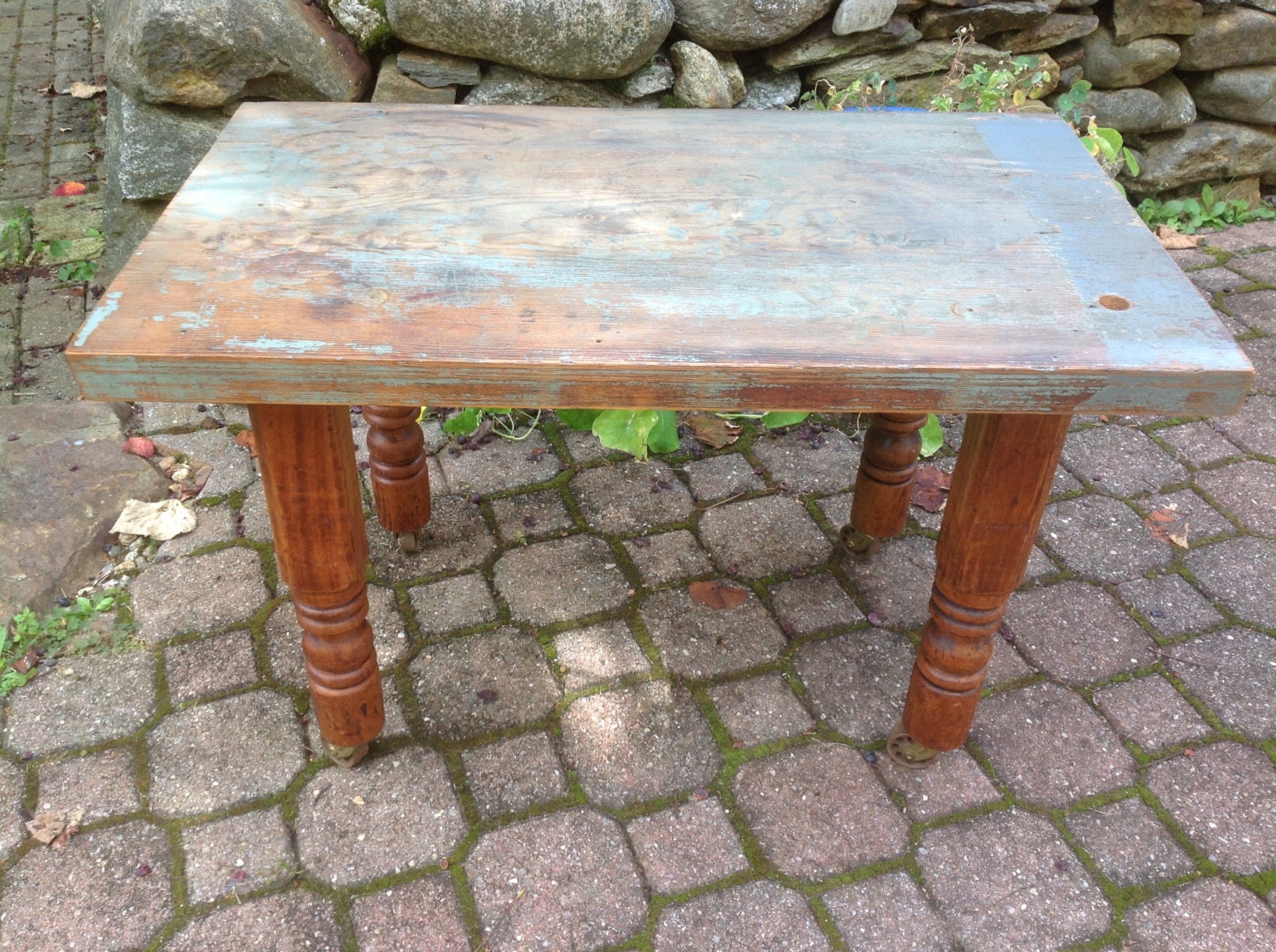Reclaimed Wood Table Handcrafted Worn Plant by TurtlewoodDesigns