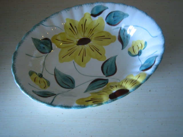 Vintage Blue Ridge Southern Potteries Co Yellow Floral Flower Oval ...