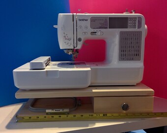 Embroidery or Sewing Machine Riser - Solid Unfinished Wood with Drawer ...