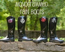 Popular items for monogram rain boots on Etsy