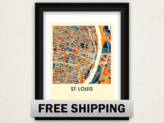St Louis Map Print Full Color Map Poster by iLikeMaps on Etsy