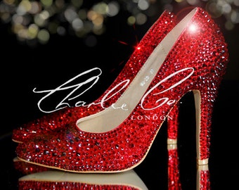 Popular items for red crystal shoes on Etsy