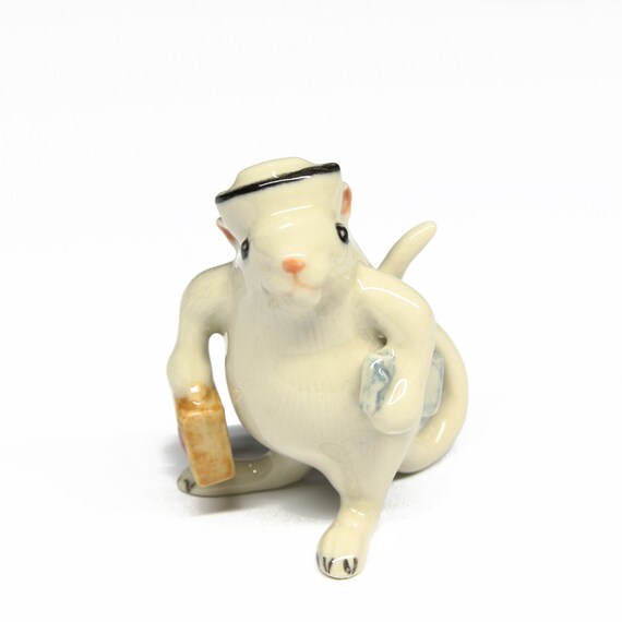 Animals Ceramic Nurse Rat or Mouse Figurine Hand painted