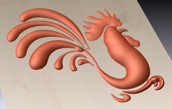 Rooster wood carving pattern deep relief model for CNC routers
