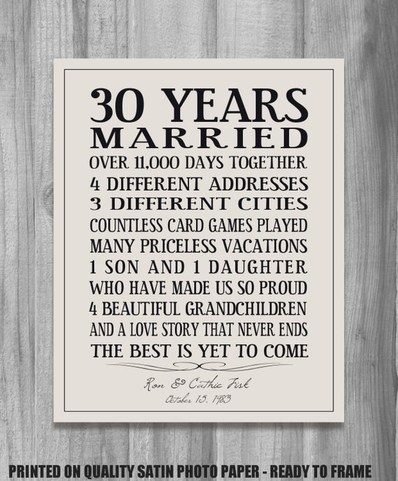 30 Year Wedding Anniversary Gift 30 Year Wedding Anniversary Gift For